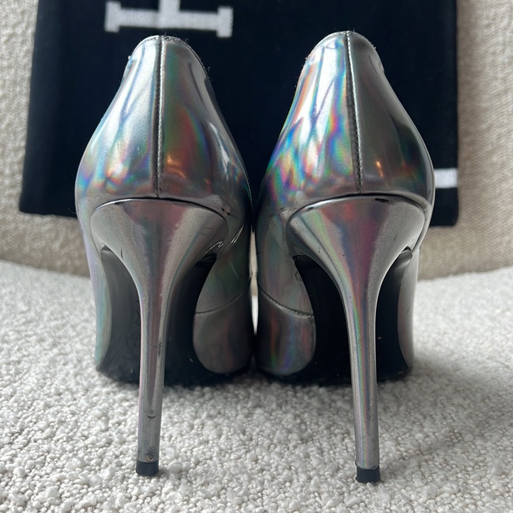 Stuart Weitzman X Scoop Silver Metallic Pumps Heels - Gem
